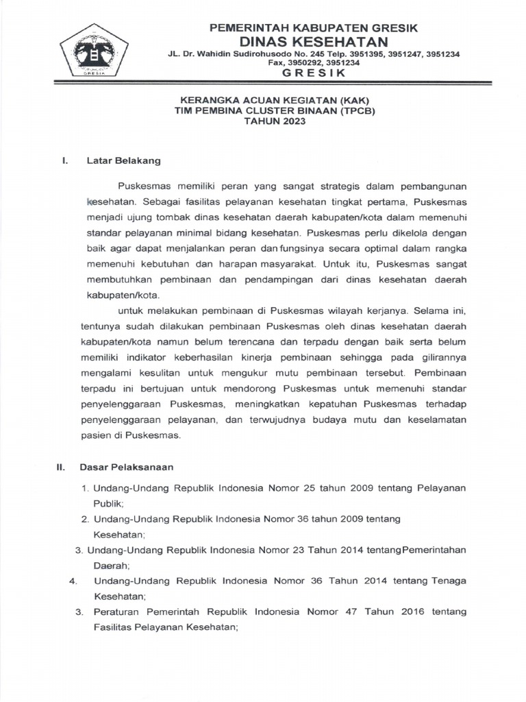 Kak Tpcb Dan Instrument Pembinaan Terpadu Pkm Oleh Dinkes | PDF