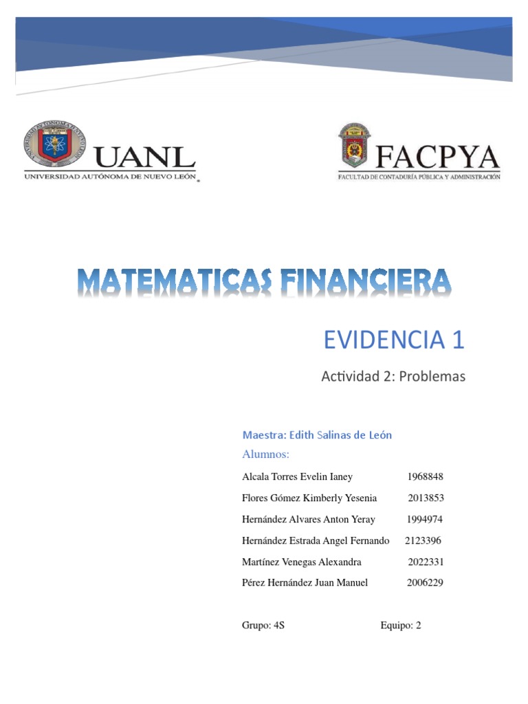 EV1 - Equipo 2 - M.F. | PDF | Interés | Tasas de interés
