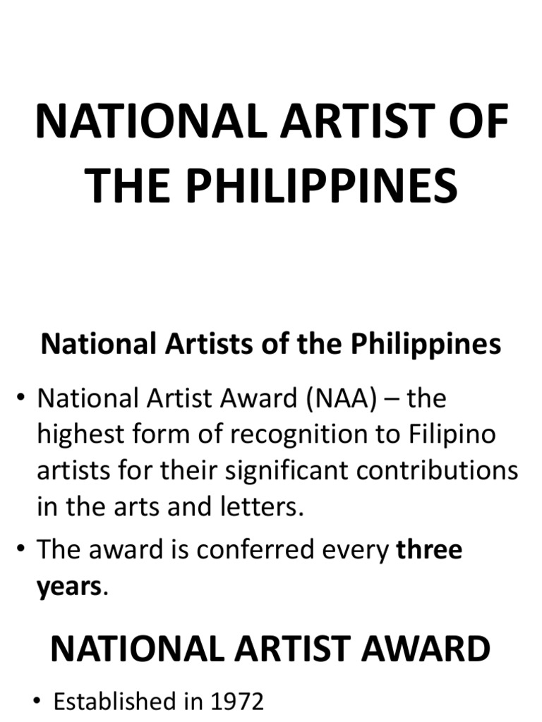 National Artist Award Overview | PDF | Philippines | The Arts