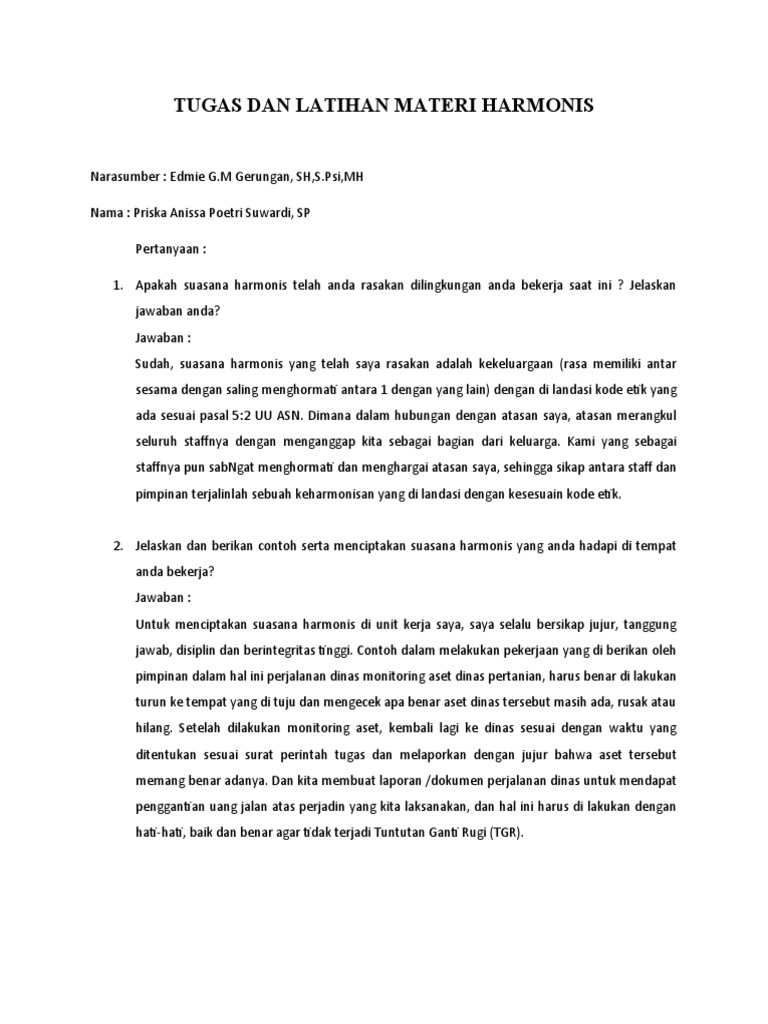 Tugas Dan Latihan Harmonis | PDF