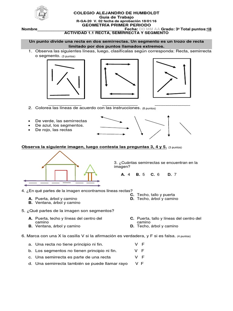 Actividad - 1.1 Geometría3 Recta Semirecta, Segmento | PDF