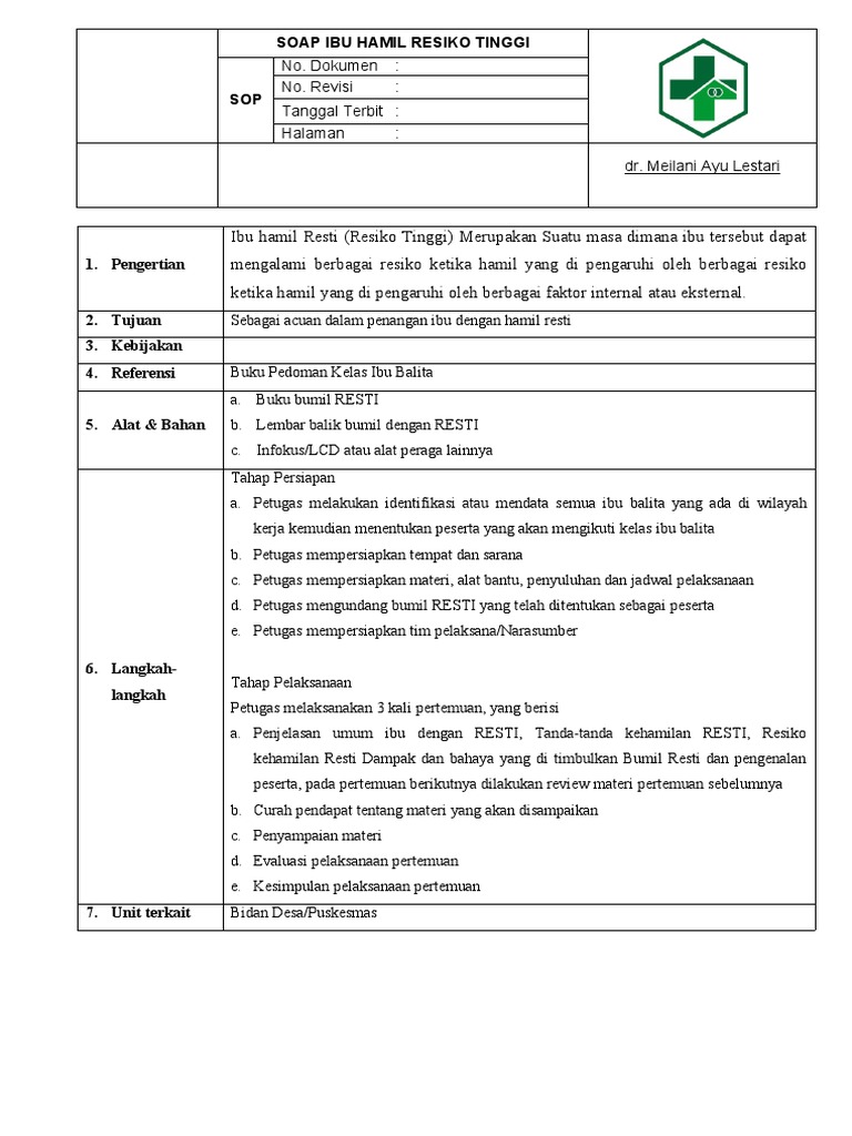 Sop Bumil Resti | PDF