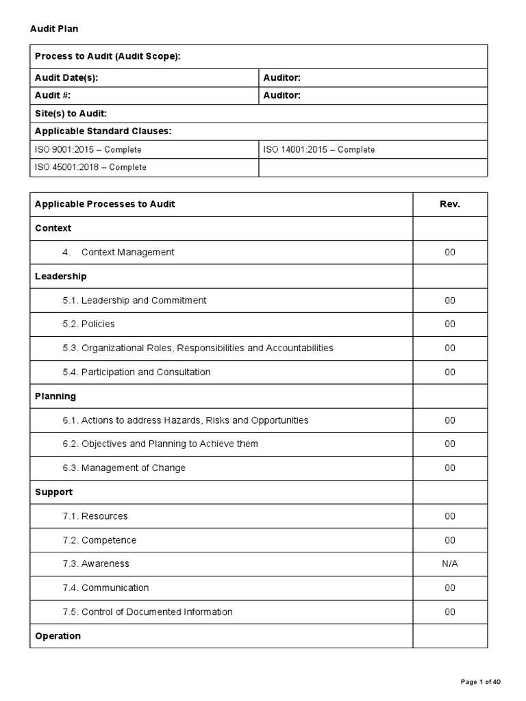 Sheq Ims Internal Audit Plan | PDF