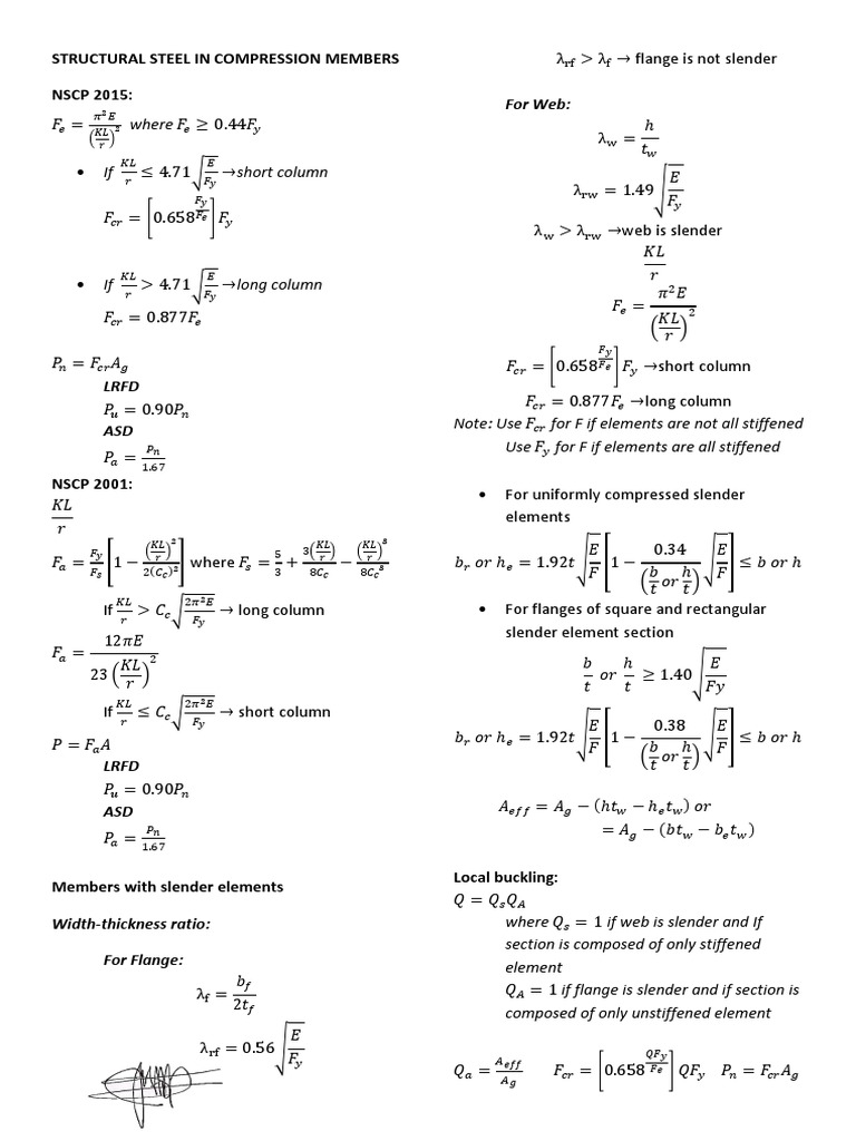 Steel Formulas Updated | Download Free PDF | Column | Mechanical Engineering
