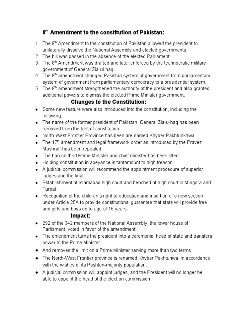 Overview of Pakistan's 8th Amendment | PDF | Appeal | Jurisdiction