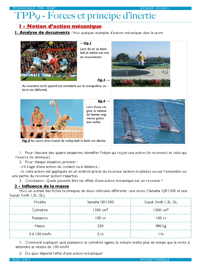 TP - Forces Et Inertie Curling - Recup | PDF | Obliger | Lois du ...