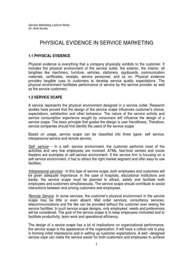 Physical Evidence in Service Marketing | PDF | Behavior | Marketing