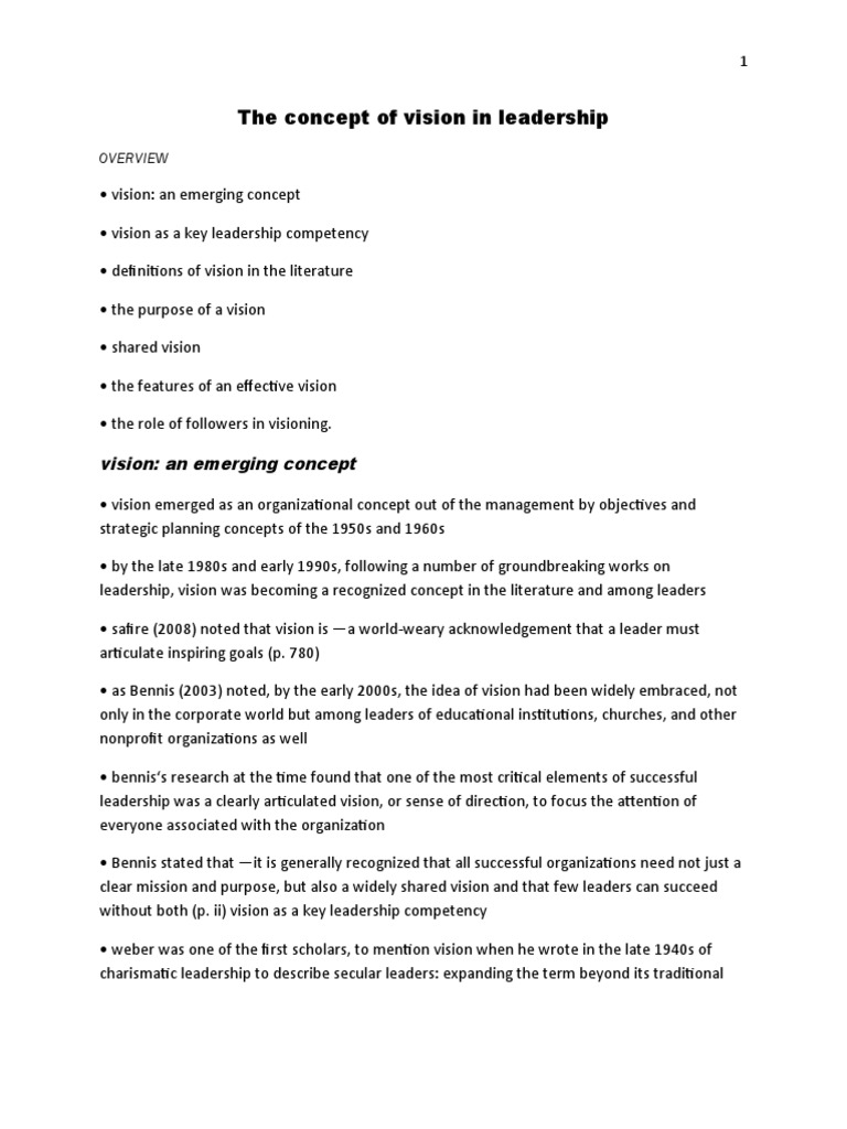 The Concept of Vision in Leadership | PDF | Sentence (Linguistics ...