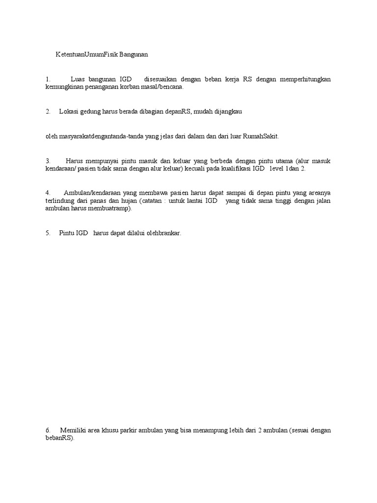 Sarana Prasarana IGD | PDF