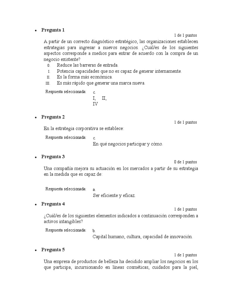 Estrategia Empresarial Preguntas Sobre Diagnóstico Estratégico Tipos