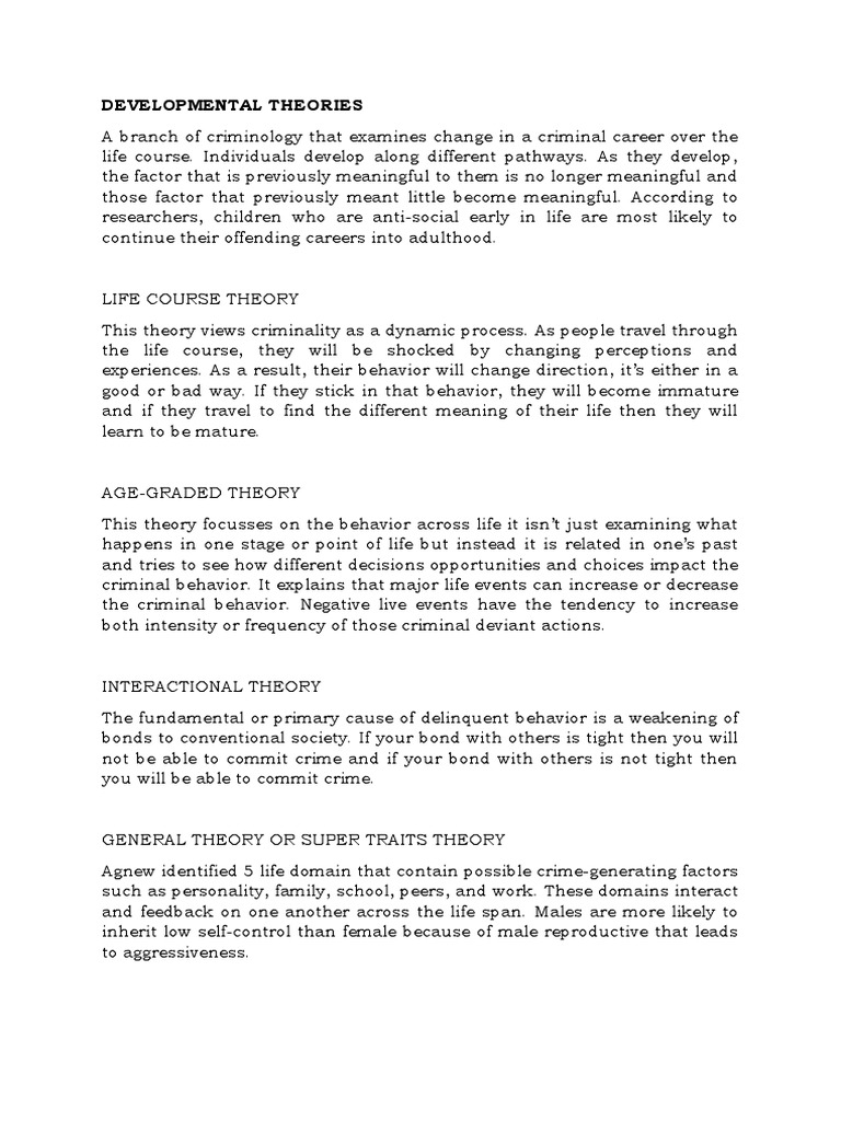 Developmental Theories | PDF | Criminology | Cognitive Science