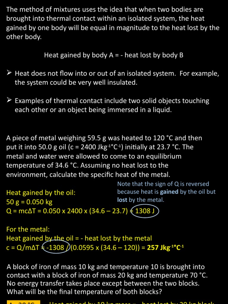 PY31 Presentation 4 Method of Mixtures | PDF | Heat | Heat Capacity