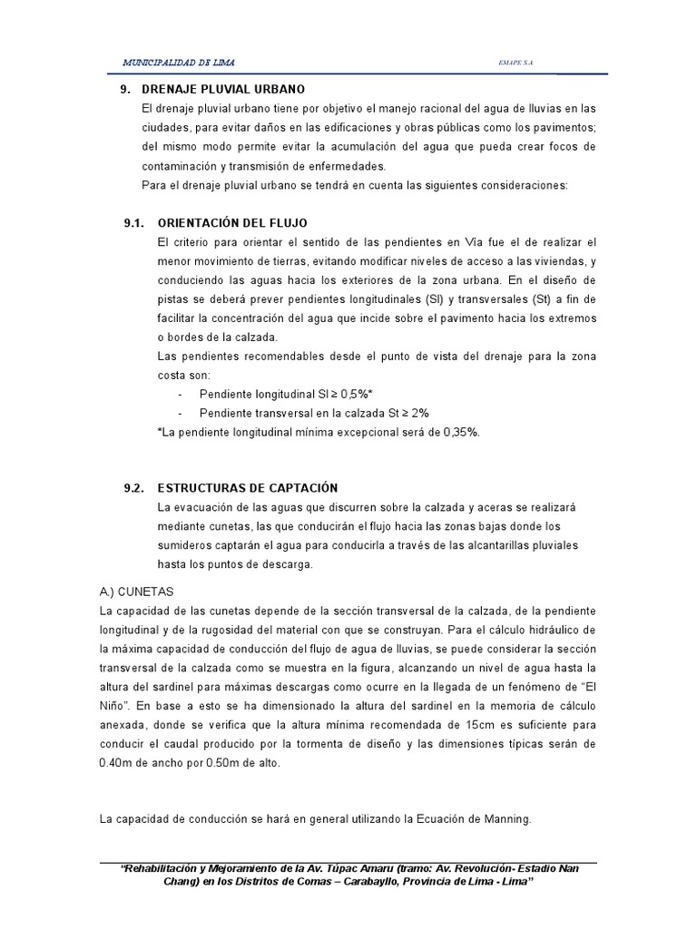 DRENAJE PLUVIAL URBANO | PDF