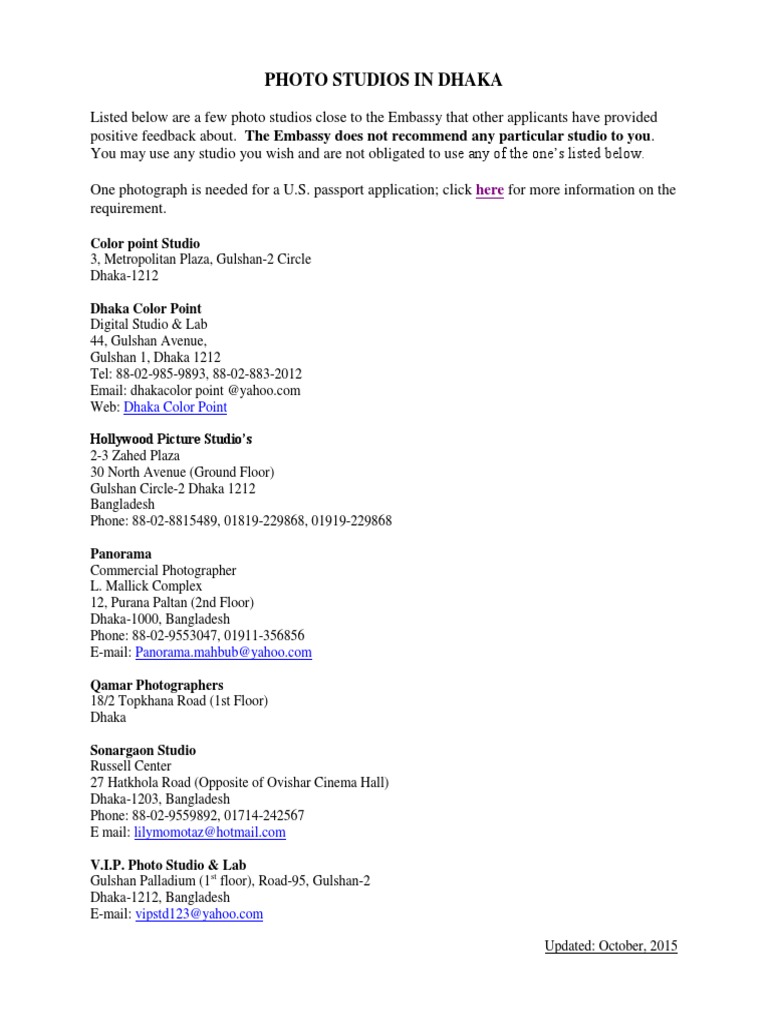 PHOTO STUDIOS IN DHAKA ACSoct | PDF