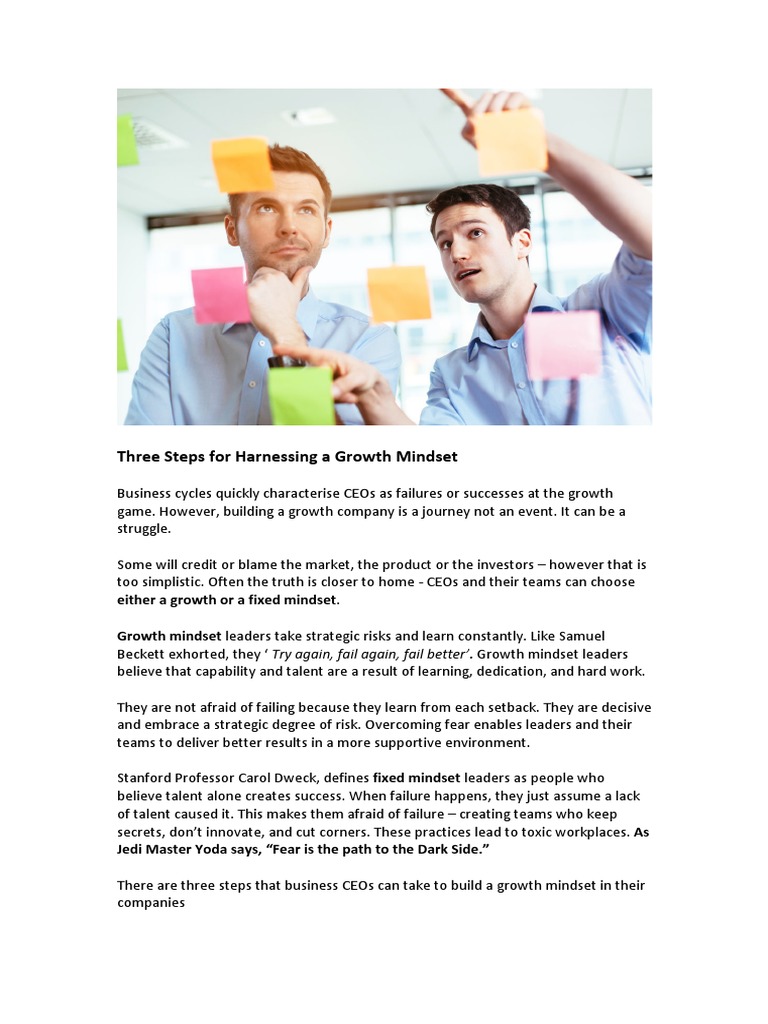 Harnessing The Power of A Growth Mindset | PDF