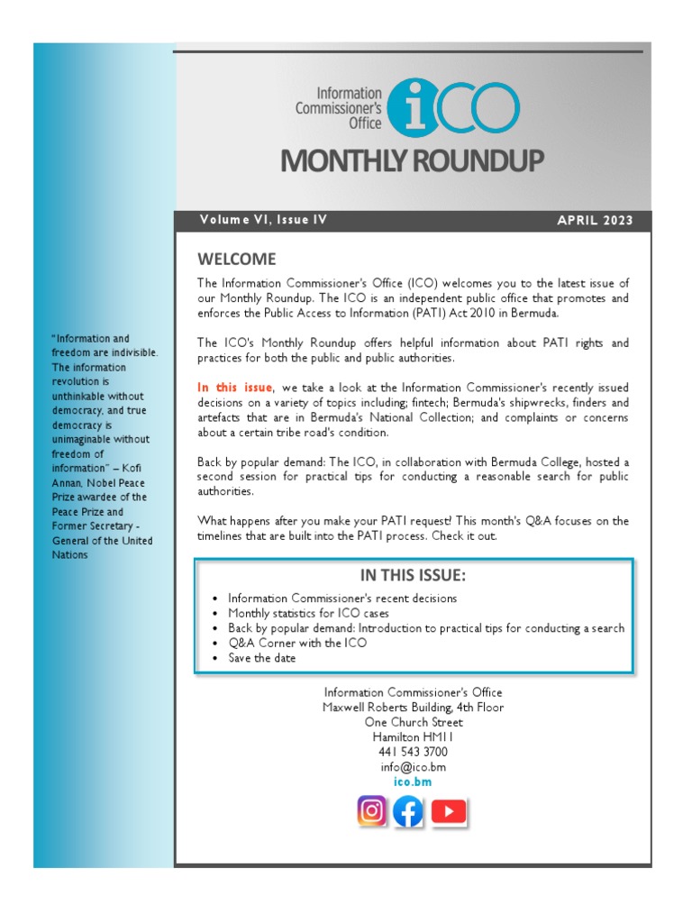 ICO Monthly Roundup April 2023 FINAL | PDF | Government | Justice