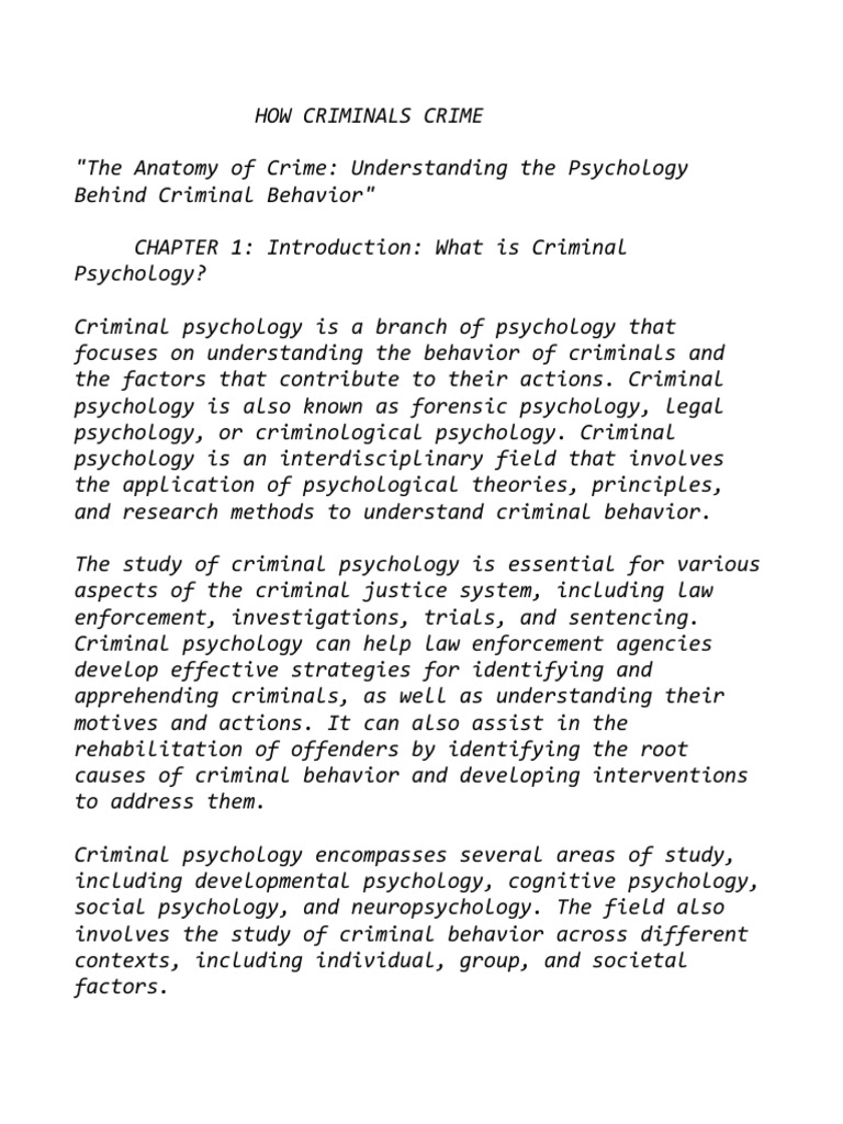 Understanding Criminal Behavior | PDF | Mental Disorder | Psychology