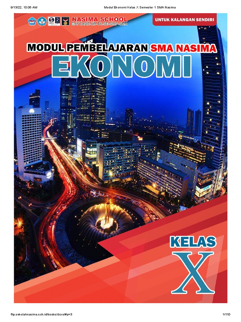 Modul Ekonomi Kelas X Semester 1 SMA Nasima | PDF