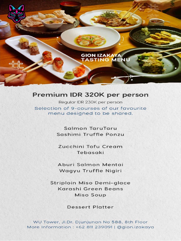 Gion Izakaya Menu Highlights | PDF | Sushi | Food And Drink