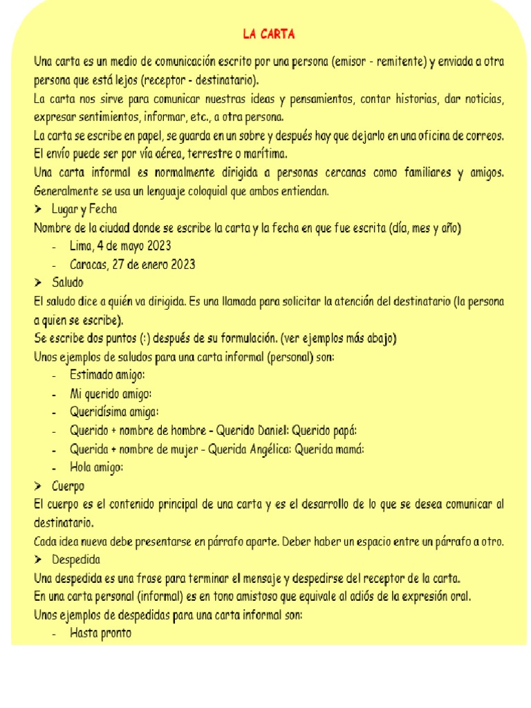 La Carta y Sus Partes | PDF