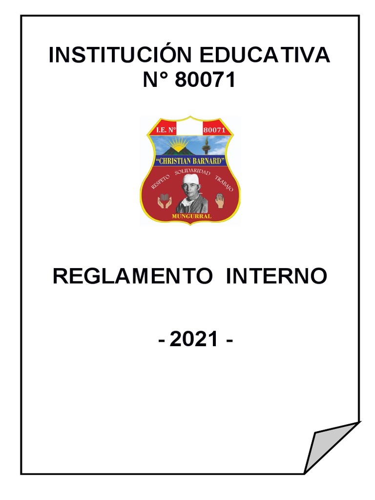 Reglamento Interno 2021 Mungurral 80071 | PDF | Evaluación | Institución