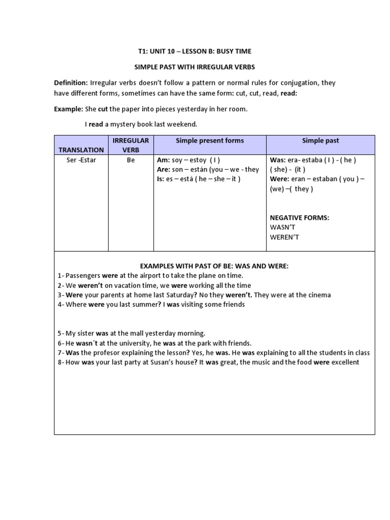 Irregular Verbs Exercises Pdf Linguistic Typology Semantic Units