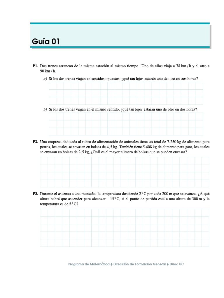 Guia01 Ejericios Operatoria Con Numeros | PDF