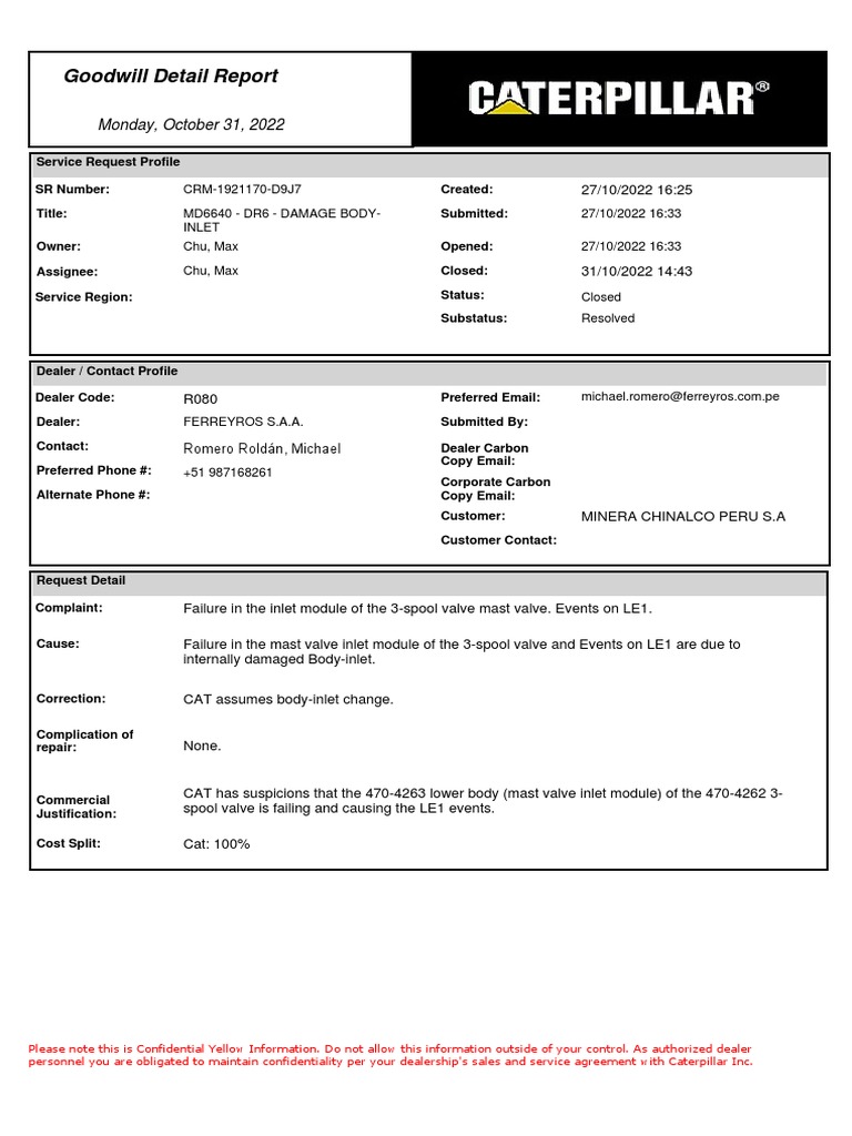 Goodwill Detail Report - Dealer | PDF