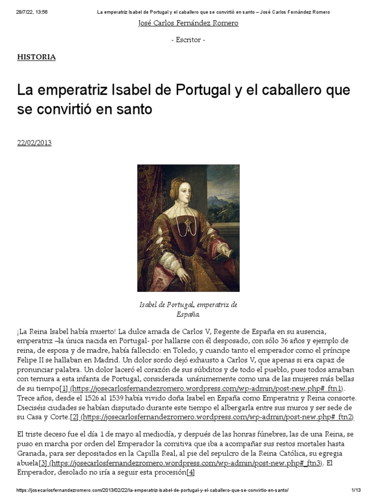 La Emperatriz Isabel de Portugal y El Caballero Que Se Convirtió en ...
