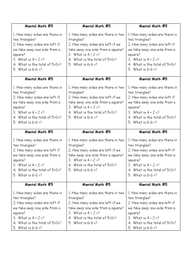 Mental Math 5 | PDF