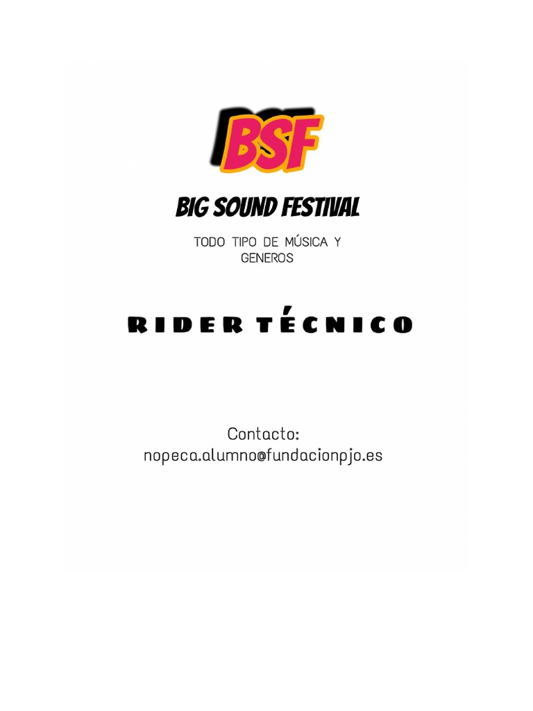 RIDER TÉCNICO | PDF | Tecnología de producción sonora | Grabación de sonido