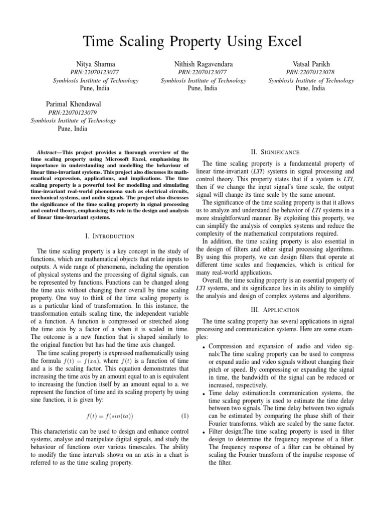 Time_Scaling_Property_Using_Excel | PDF | Signal Processing | Filter (Signal Processing)