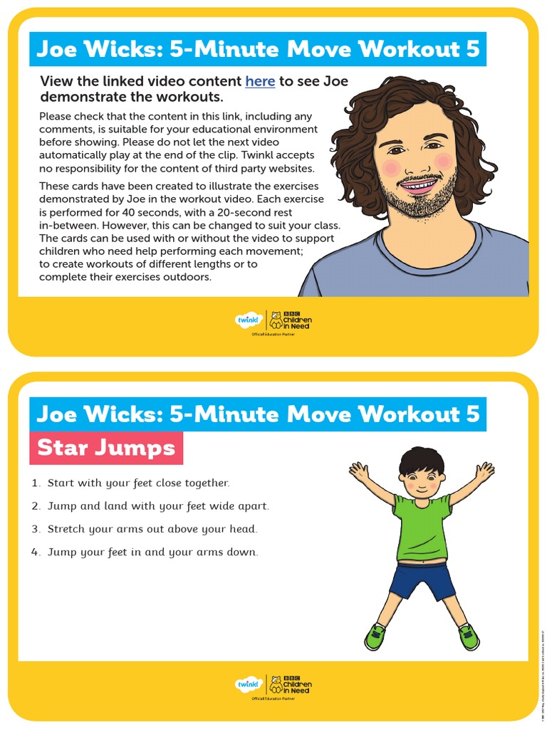 Joe Wicks 5 Minute Move Workout Cards - Set 5 | PDF