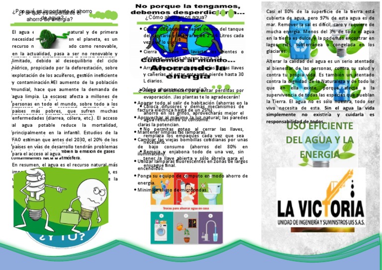 Folleto de Uso y Ahorro de Agua y Energia | PDF
