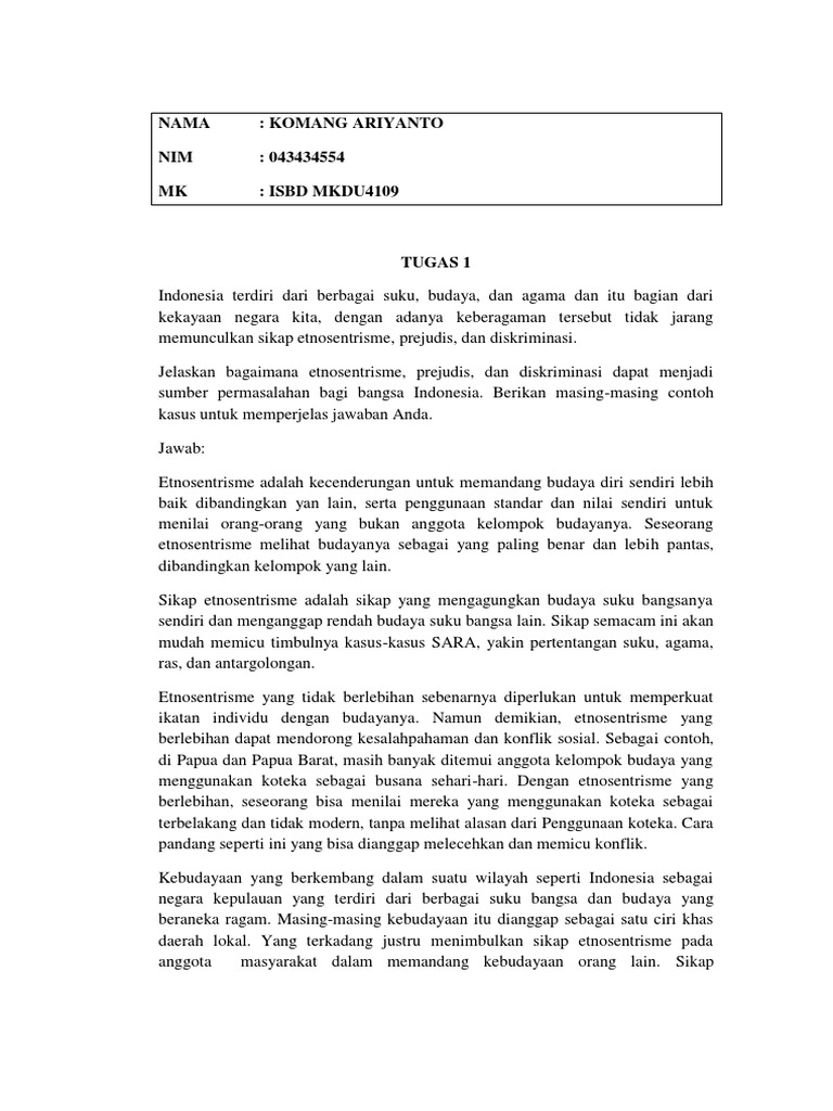 Tugas 1 Isbd Mkdu4109 | PDF