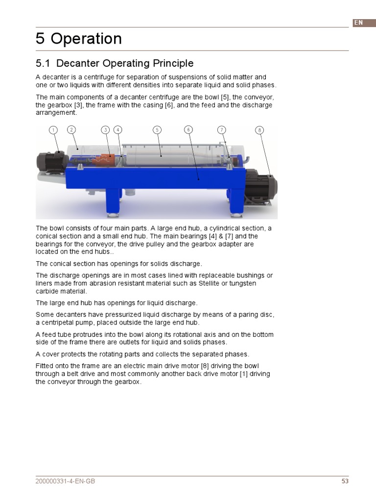 Alfa Laval Decanter Centrifuge Operating Principles | PDF | Mechanical ...