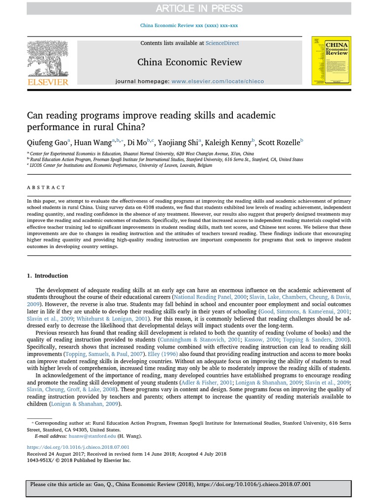 Gao Et Al 2018 Reading - Programs - Academic | PDF | Cognition