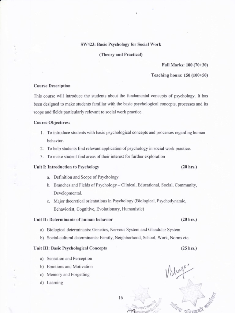 SW423 Basic Psychology For Social Work | PDF | Psychology | Positive ...