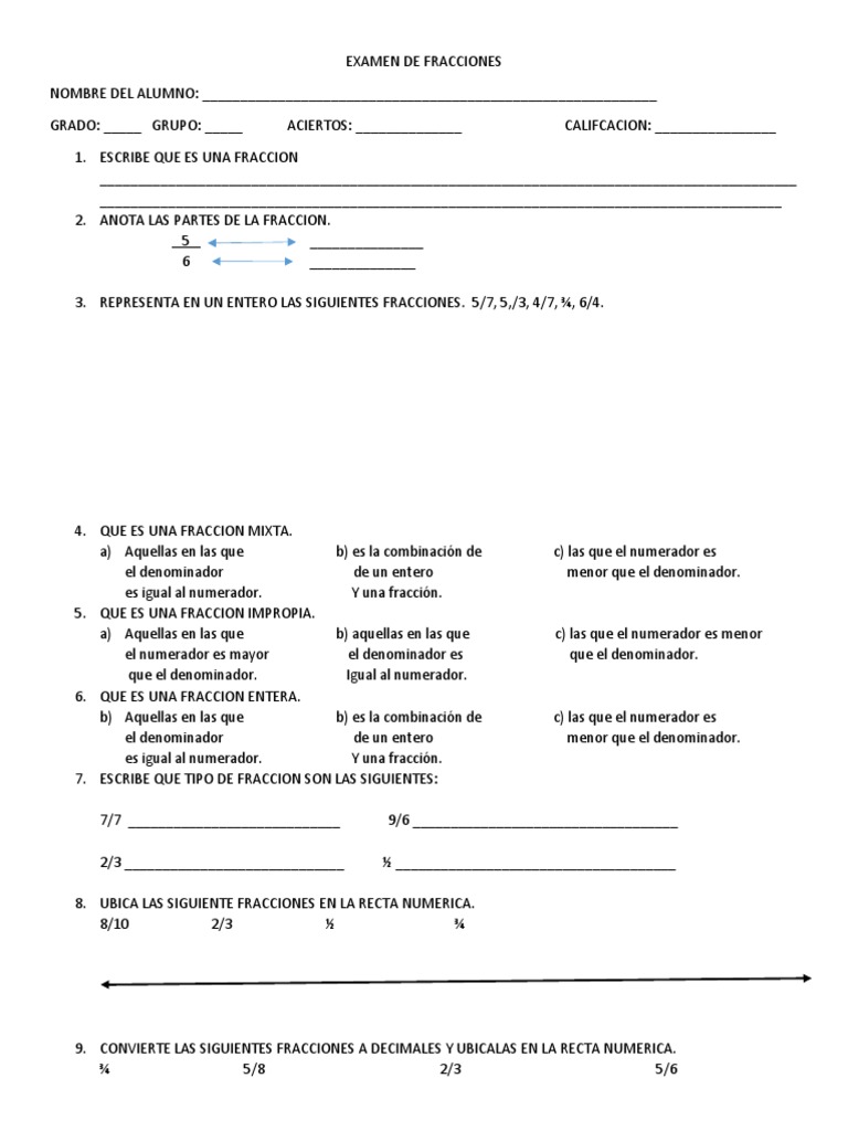Examen de Fracciones 2D | PDF | Notación | Procesamiento de la señal