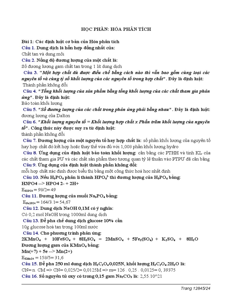 Hoá Phân Tích | PDF