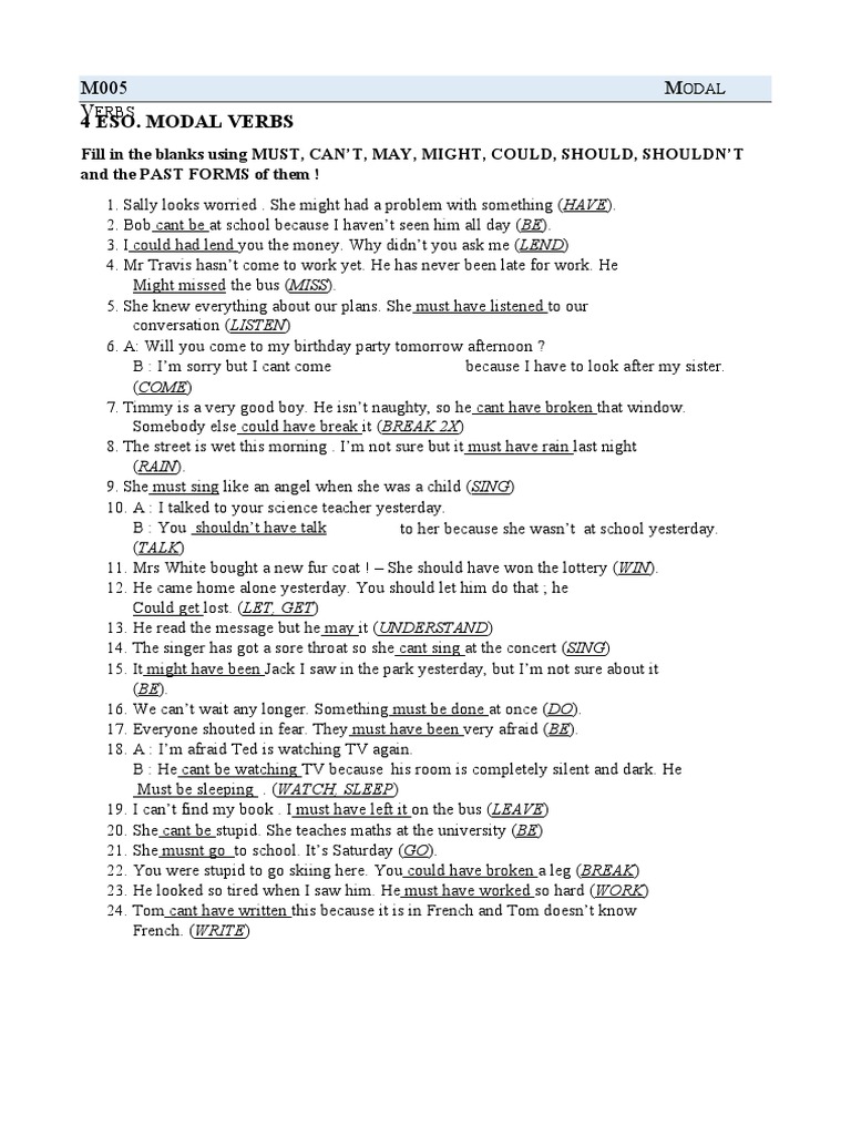 4 Eso. Modal Verbs | PDF
