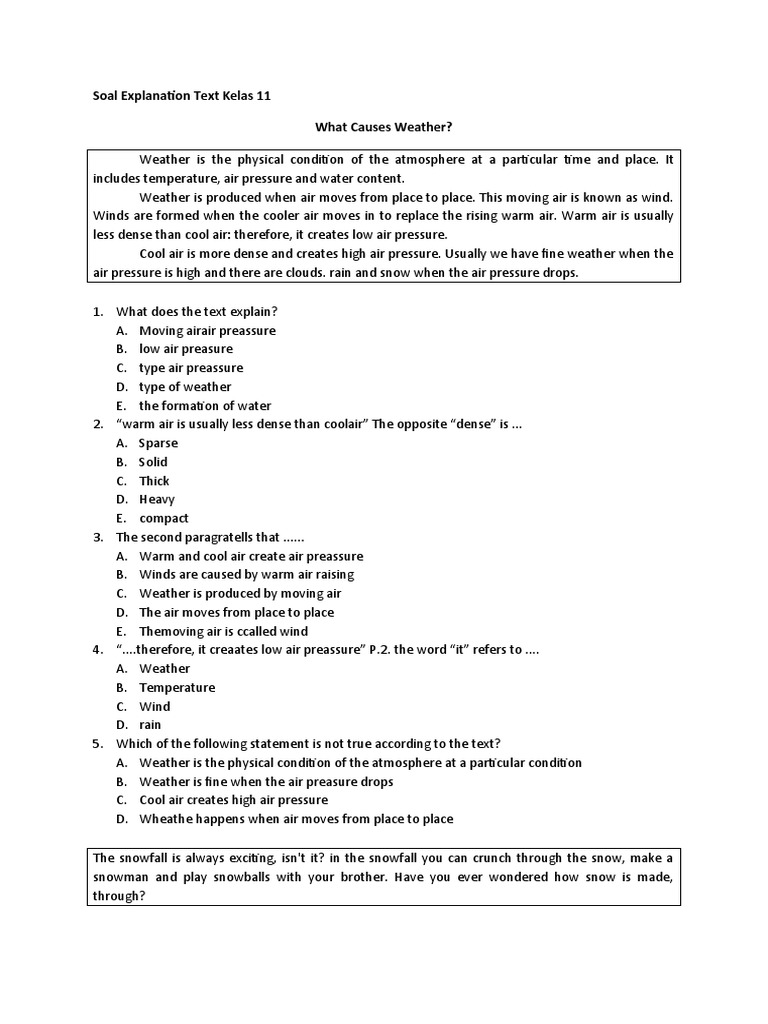 Soal Explanation Text Kelas 11 | PDF | Lightning | Atmosphere Of Earth