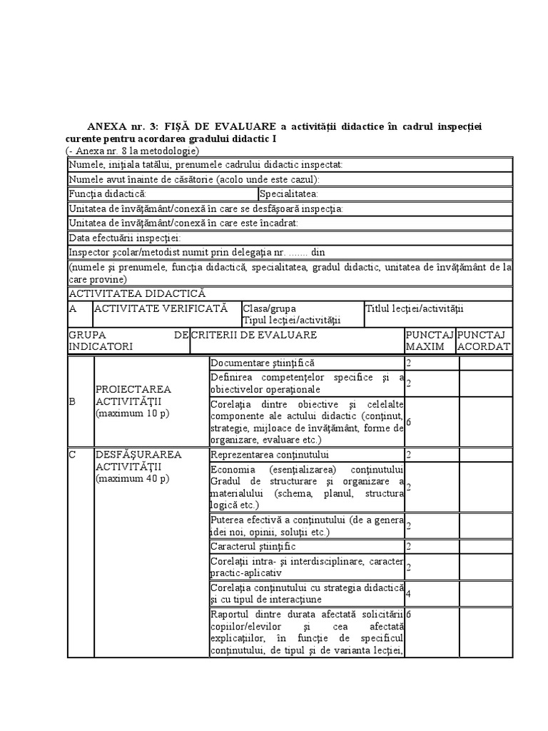 Anexa 3 Fisa Grad I | PDF