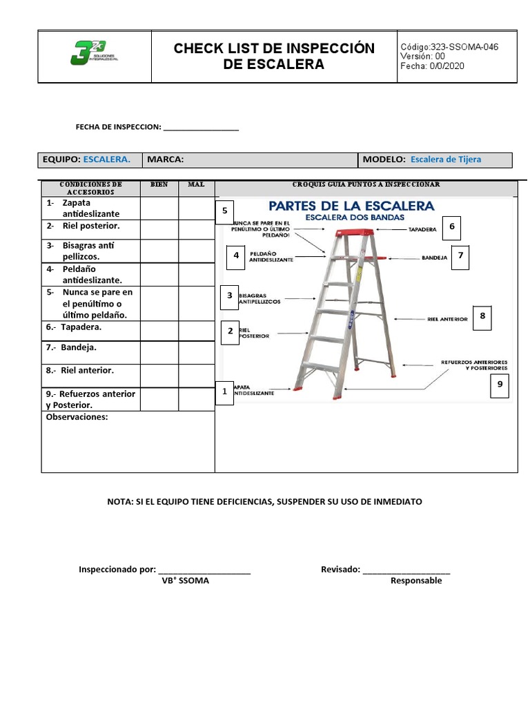 323-SSOMA-046 Check List de Inspección de Escaleras | PDF