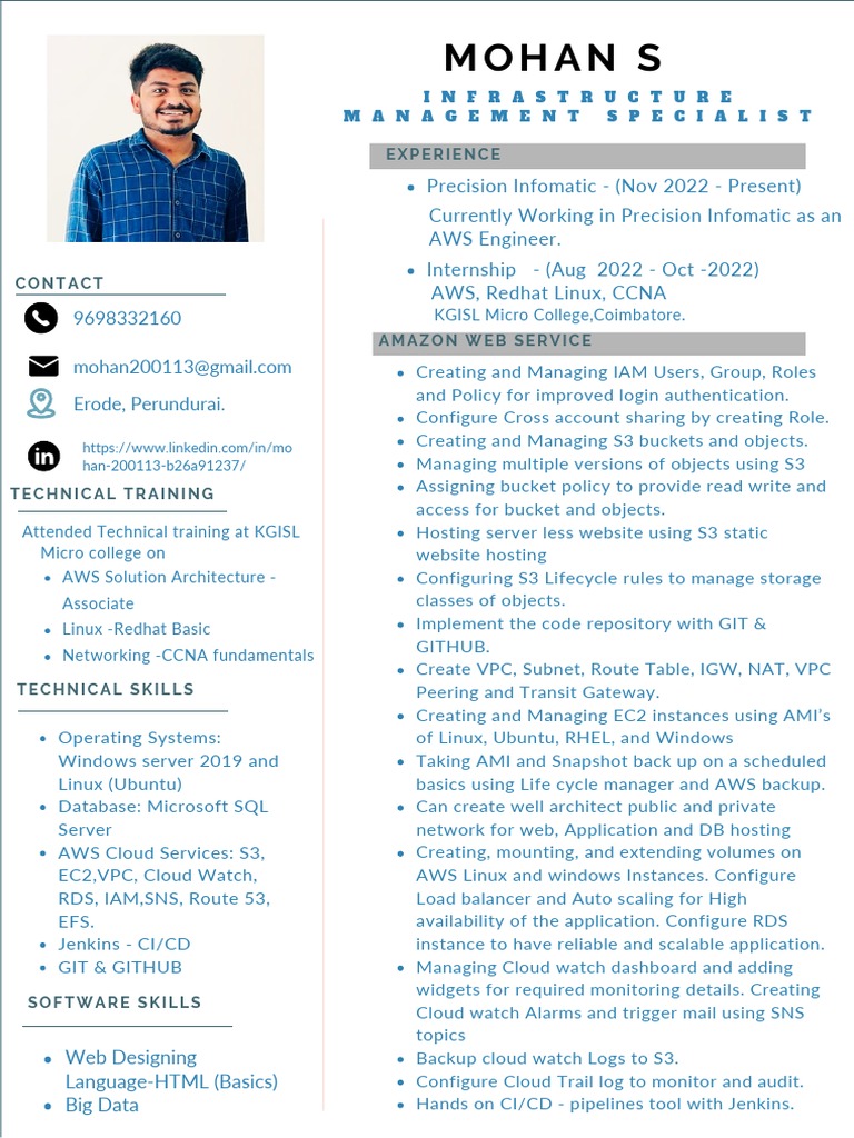 Resume Mohan | PDF | Cloud Computing | Amazon Web Services
