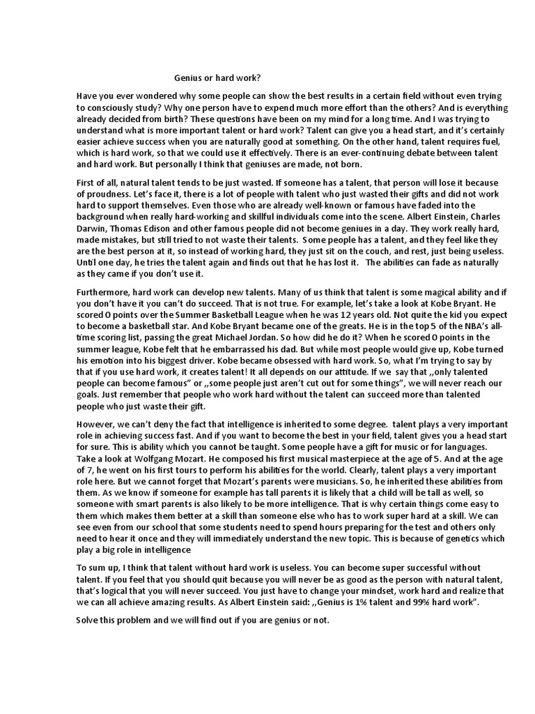 Genius or Hard Work | PDF | Kobe Bryant | Genius