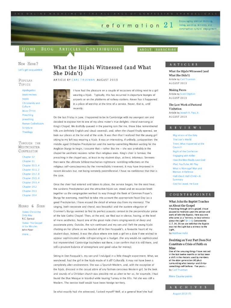 Carl Trueman - On Liturgy | PDF