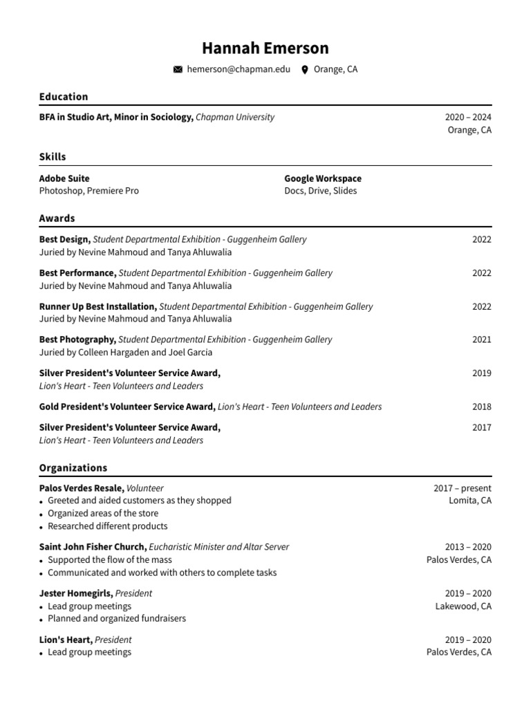 Hannah Emerson: Art & Volunteer Profile | PDF | Application Software ...