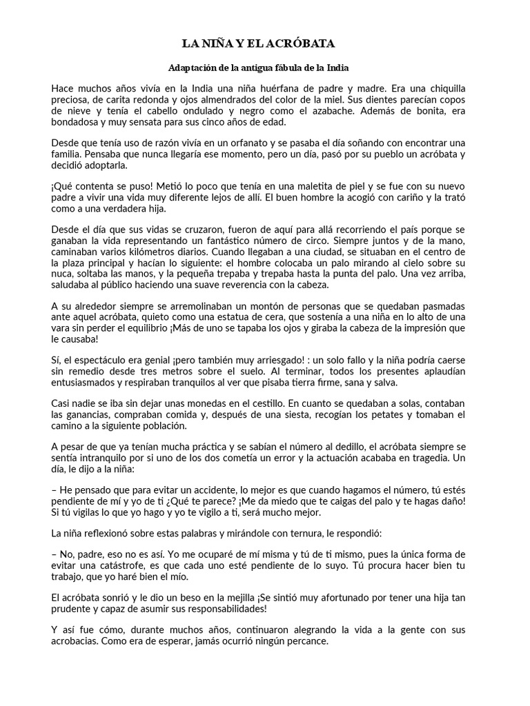 La Niña y El Acróbata | PDF