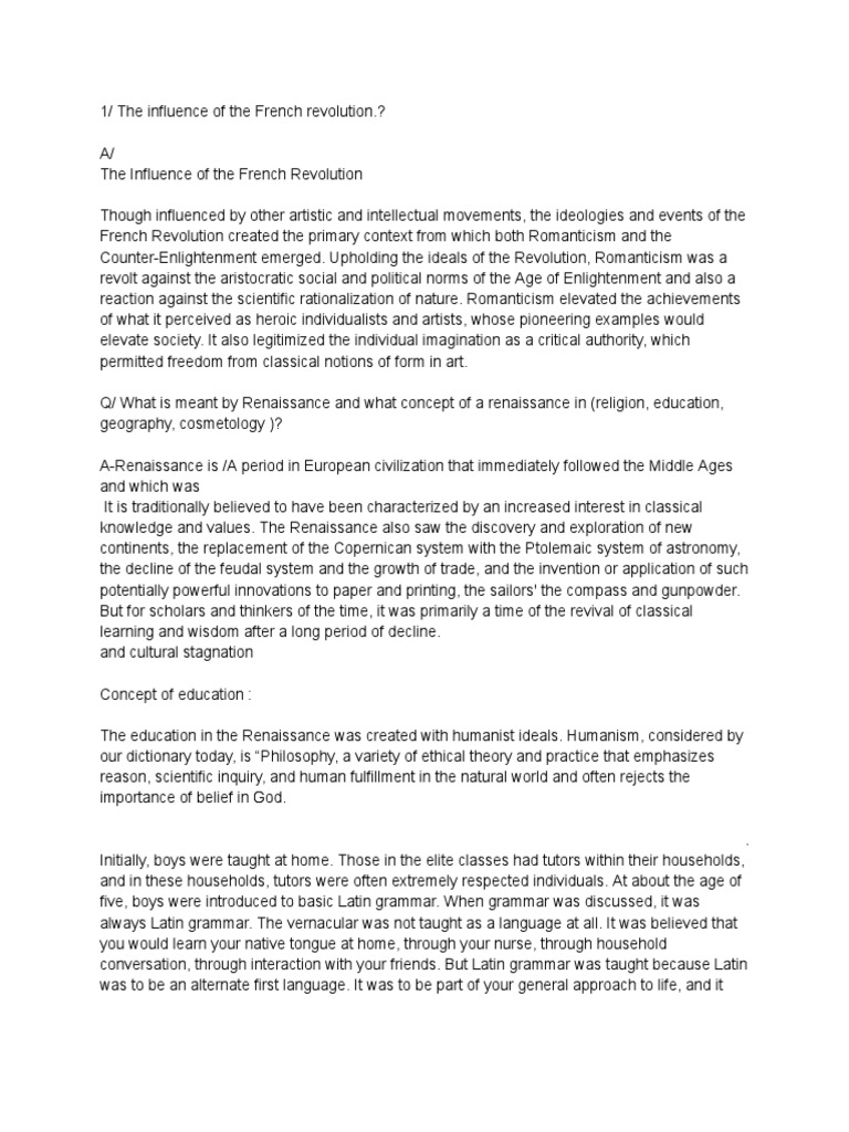 The Influence of the French Revolution on Romanticism and Counter ...